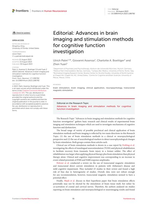 Pdf Editorial Advances In Brain Imaging And Stimulation Methods For