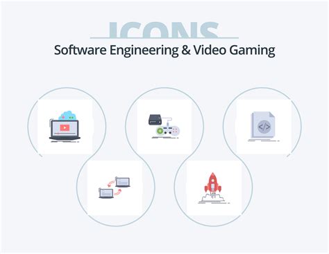 Software Engineering And Video Gaming Flat Icon Pack 5 Icon Design