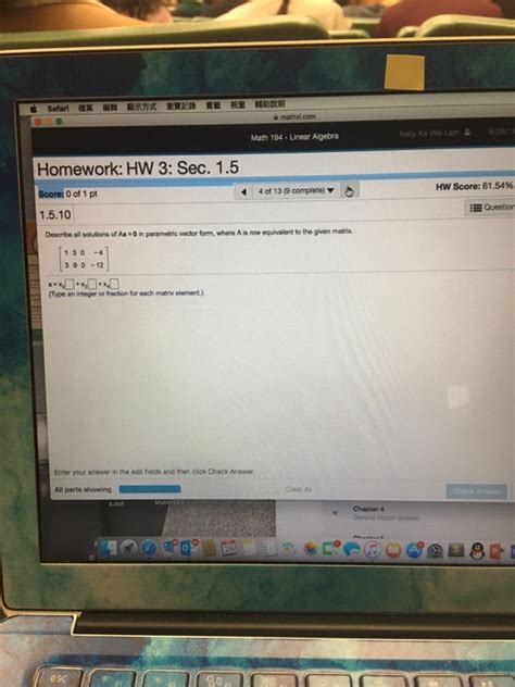 Solved Math 194 Linear Algebra Homework Hw 3 Sec 1 5 20f