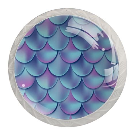 4 Pcs Mermaid Scale Knobs For Kitchen Cabinet Cupboard Dresser Bookcase