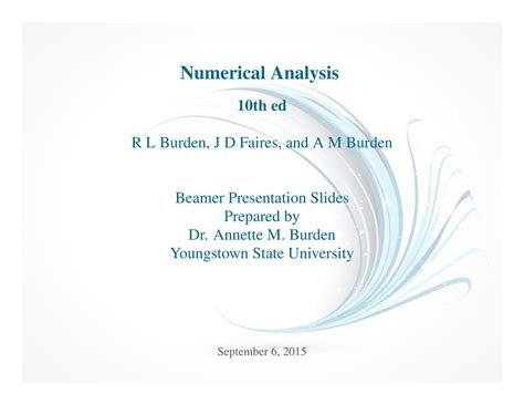 Notes Chapter 6 Matrix Solutions Numerical Analysis 10th Ed R L