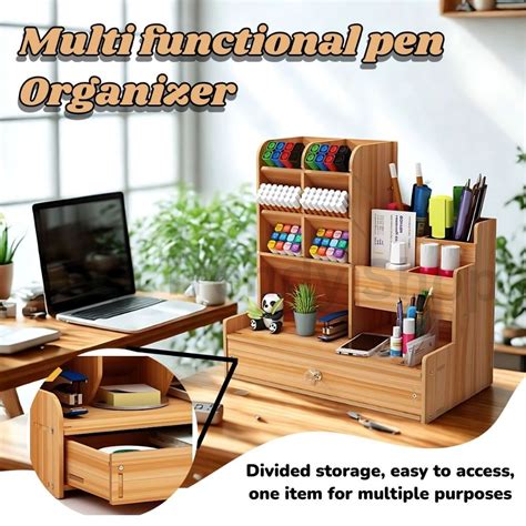 Pop Office Supplies Desk Organizer Wooden Desk Organizer Multi