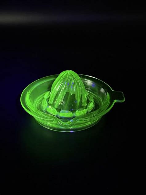 Green Depression Glass Juicer Glows Etsy