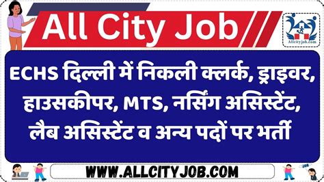 Echs Delhi Recruitment Form 2025 All City Job