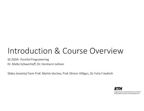 Pdf Pp L01 Introduction Course Overview€¦ · Concurrency • Shared Data