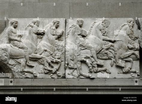 South Frieze Of The Parthenon Cavalry The Acropolis Athens Stock