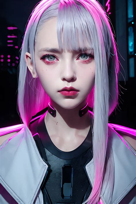 Lucy Cyberpunk 1girl Hair Scrunchie Hime Cut Silver Hair