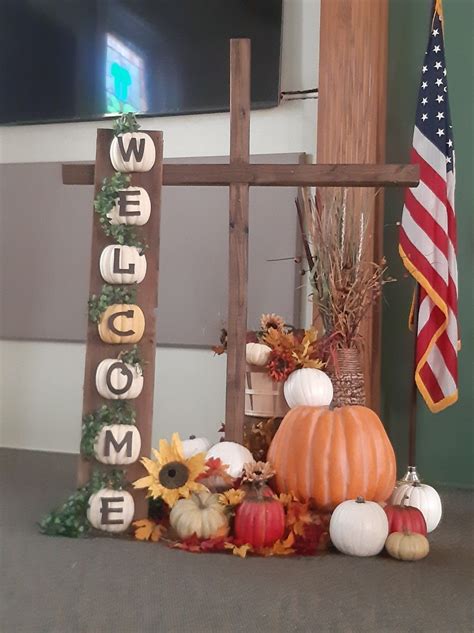 Church Foyer Outside Steps Fall Decor For Church Church Decoration