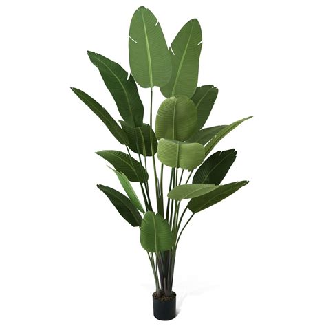 Caphaus Artificial Bird Of Paradise Fake Palm Tree Potted Plant Faux