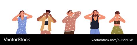 People Covering Their Ears Set Different Vector Image