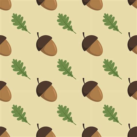 Premium Vector Seamless Pattern With Acorn And Oak Leaf