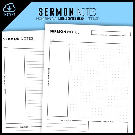 Sermon Notes Template Printable Pdf Goodnotes Sermon Template Church Notes Outline Digital