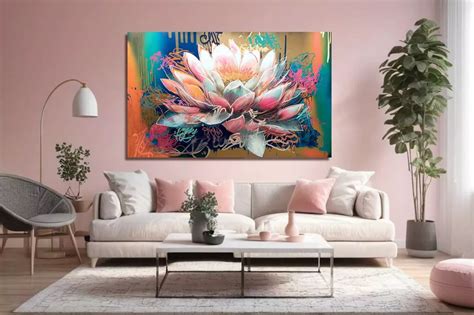 Décoration Murale Design Lotus Graffiti