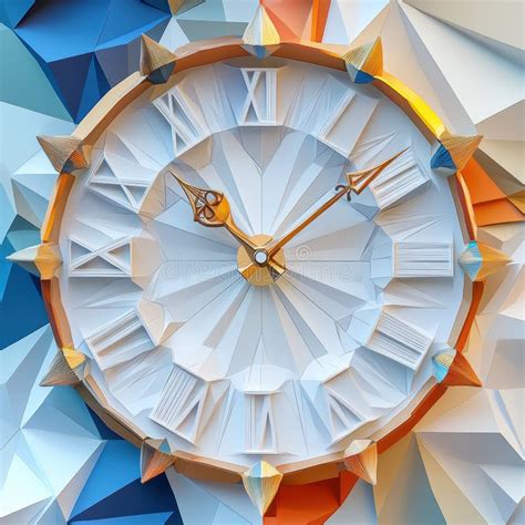 Abstract Geometric Clock In Low Poly Style Stock Illustration