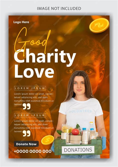 Humanitarian Charity Ads Flyer Template Design Premium Vector