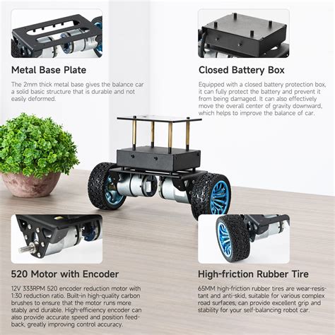Self Balancing Robot Car Chassis Kit With 520 Motor Rubber Tire