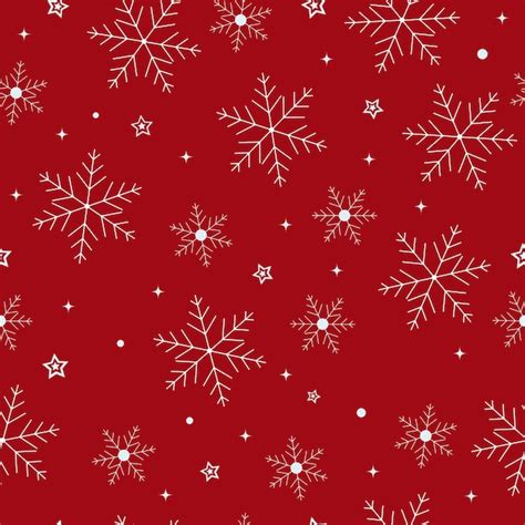 Premium Vector Snowflakes Seamless Pattern Christmas Red Background Snowfall Repeat Backdrop
