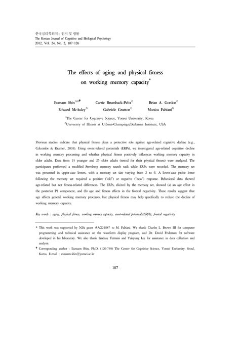 Pdf He Effects Of Aging And Physical Fitness On Working Memory Capacity