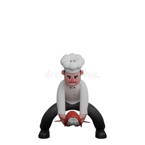 A Chef Is Bending Forward With Determination Holding A Giant Shrimp In