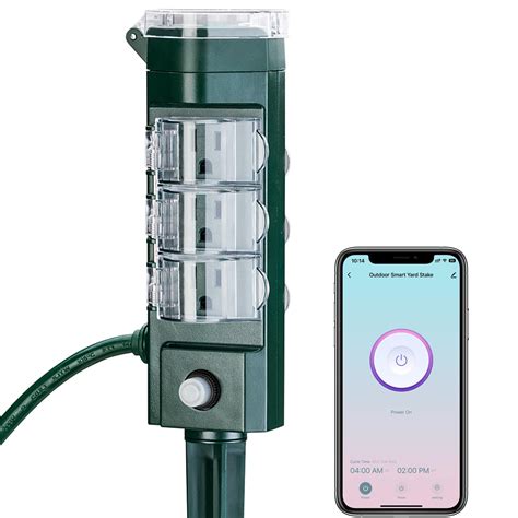 Outdoor Smart Wifi Plug Waterproof 6 Outlets Power Stake Timer With 6f