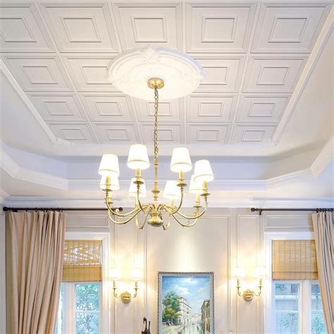 Stickgoo Pvc Ceiling Tiles 2x2 Glue Up Ceiling Panel White 12 Pack