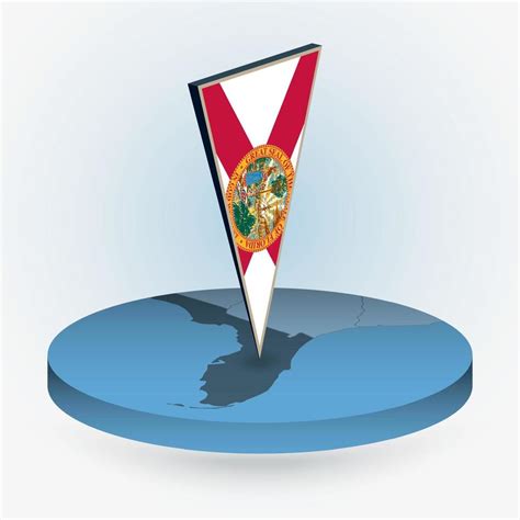 Florida Map In Round Isometric Style With Triangular 3d Flag Of Us