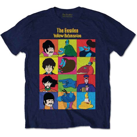 Beatles The Yellow Submarine Characters T Shirt Blue Spiral Direct