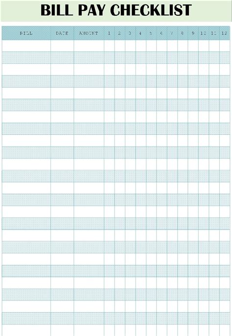 Best 5 Bill Pay Checklist Templates Organize Monthly Bills And Avoid