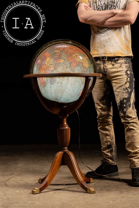 Vintage Replogle Lighted 16 Inch Library Globe Etsy