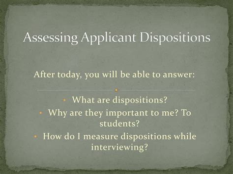 Ppt Assessing Applicant Dispositions Powerpoint Presentation Free