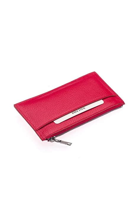 Дамски кожен визитник червен 1312