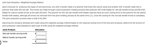 solved joint cost allocation weighted average method gary s