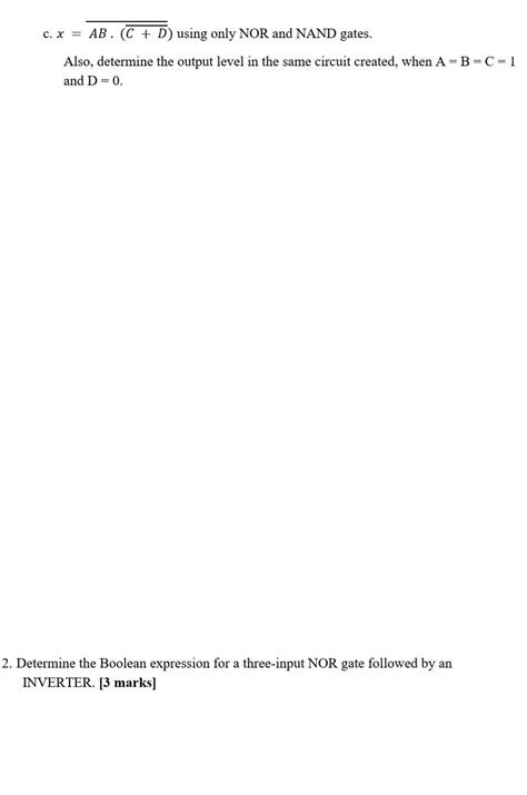 Solved C Xab⋅cd Using Only Nor And Nand Gates Also