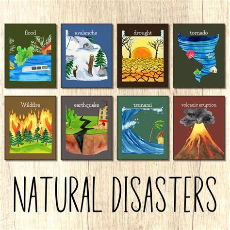 Natural Disasters Prints Watercolor Classroom Decor Science Wall Arts