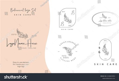 Botanical Floral Element Hand Drawn Logo Stock Vector Royalty Free