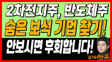 경제싸부 통합본 2차전지주 반도체주 숨은 보석 기업 찾기 안보시면 후회합니다 김민수 대표 이재모 대표 주식