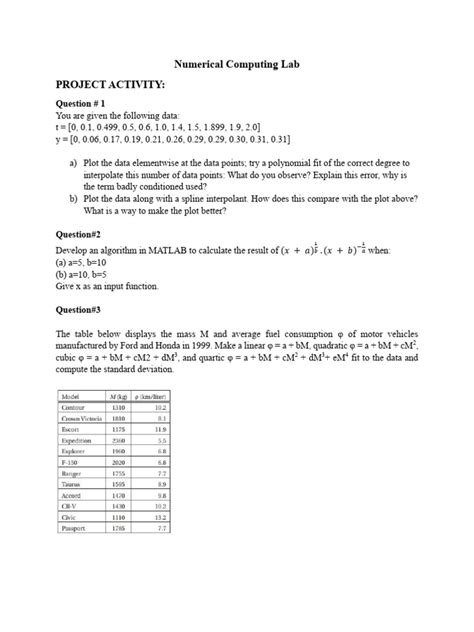 Project Activity Numerical Computing Pdf
