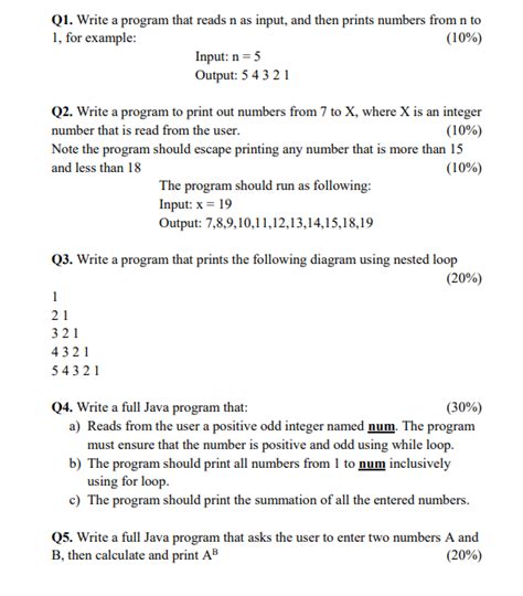 solved q1 write a program that reads n as input and then