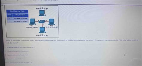 Solved 27 Refer To The Exhibit The Exhibit Shows A Small Switched Network And The Contents Of