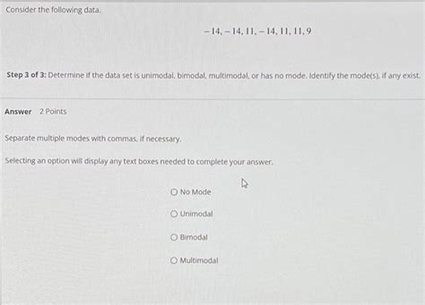 Solved Consider The Following Data −14 −14 11 −14 11 11 9