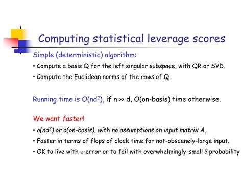 Ppt Fast Approximation Of Matrix Coherence And Statistical Leverage Powerpoint Presentation