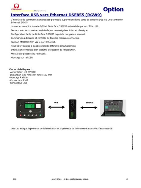 Option Interface Usb Vers Ethernet Dse855 Rgw9 Pdf