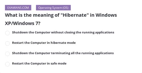 What Is The Meaning Of Hibernate In Windows Xpwindows 7 Examians