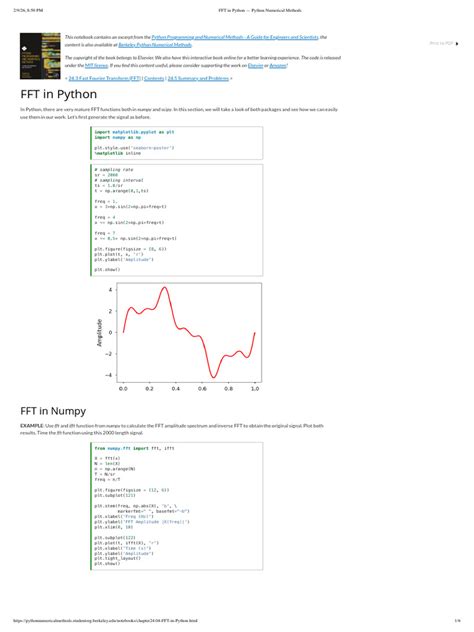 Fft In Python Python Numerical Methods Pdf Computer Engineering