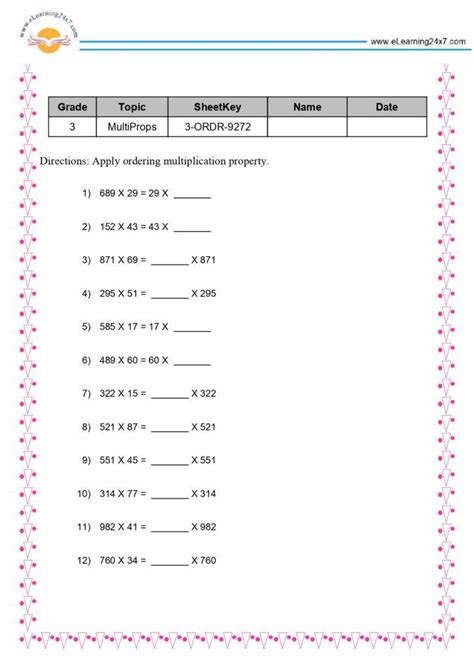 Grade 3 Multiplication Worksheets