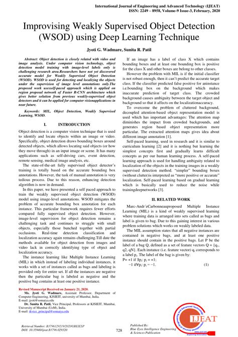 PDF Improvising Weakly Supervised Object Detection WSOD Using Deep Learning Technique