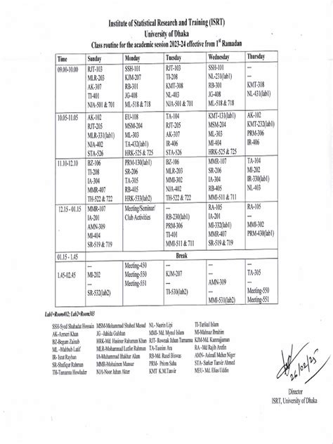 Revised Class Routine Pdf