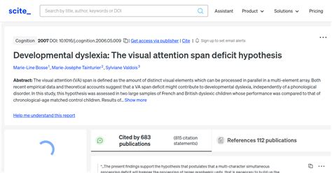 Developmental Dyslexia The Visual Attention Span Deficit Hypothesis