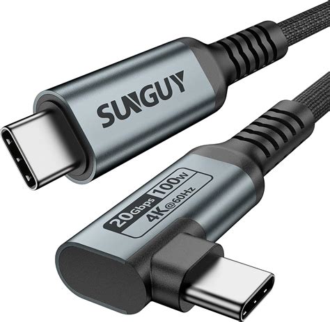 Sunguy 20gbps Usb C Data Cable 2ft 100w Right Angle Usb C 3 2 Gen 2