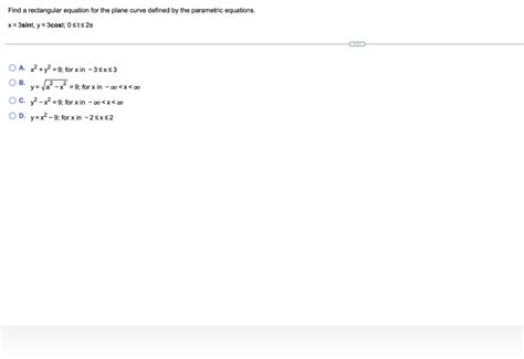 Solved Find A Rectangular Equation For The Plane Curve Chegg